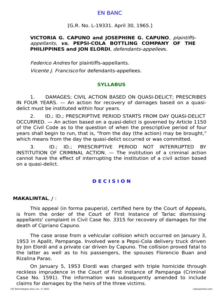 Capuno vs. Pepsi-Cola: Damages Appeal | PDF | Law