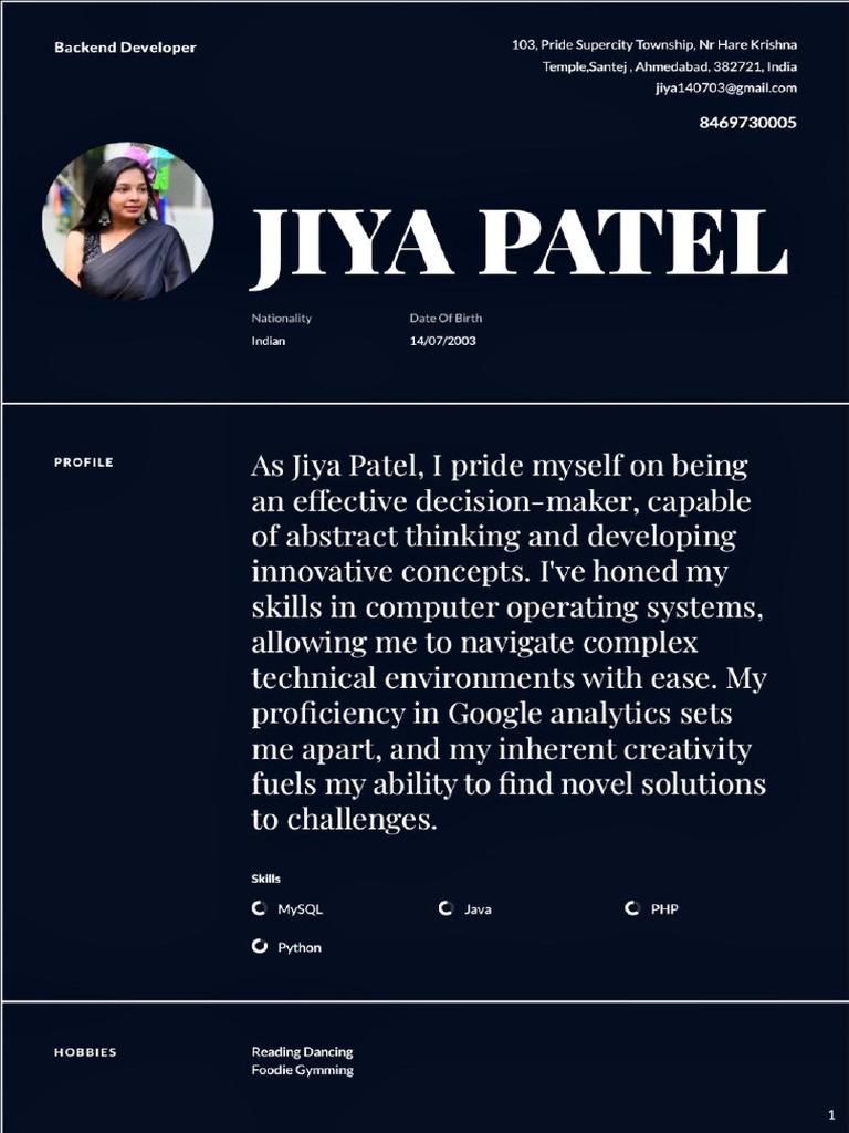 Jiya Patel Resume 2 | PDF