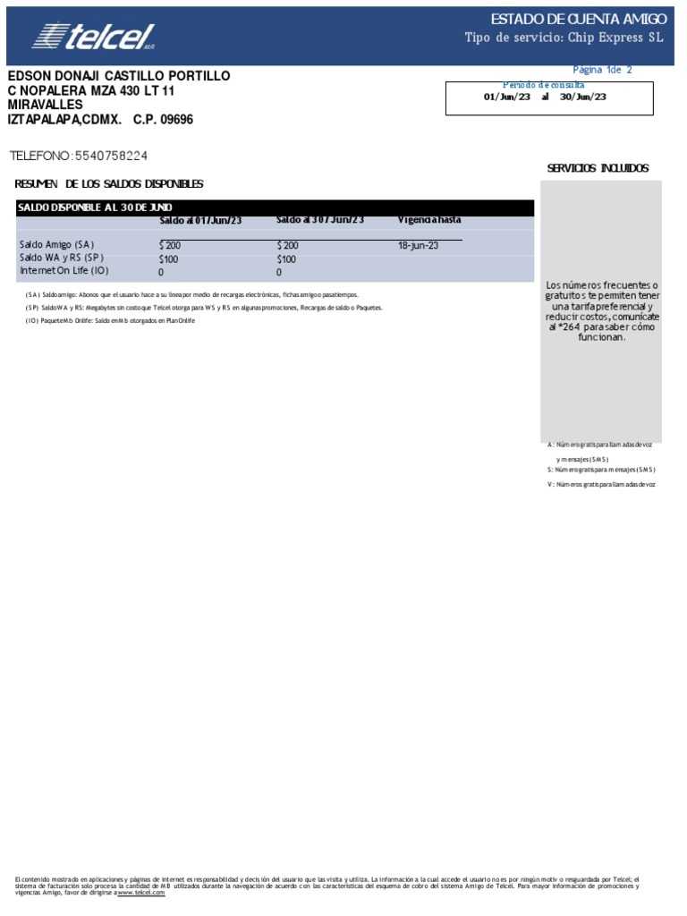Recibo Telcel | PDF | Tecnología de información y comunicaciones ...