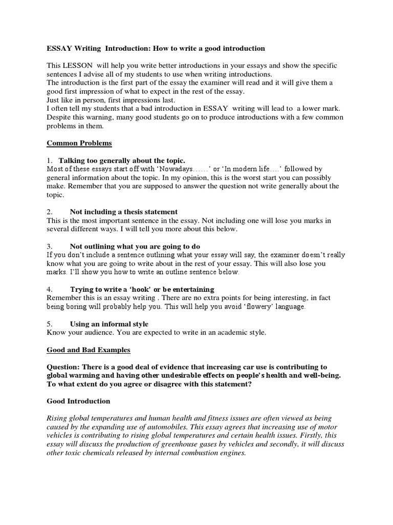 ESSAY Writing Introduction | PDF | Essays | Climate Change