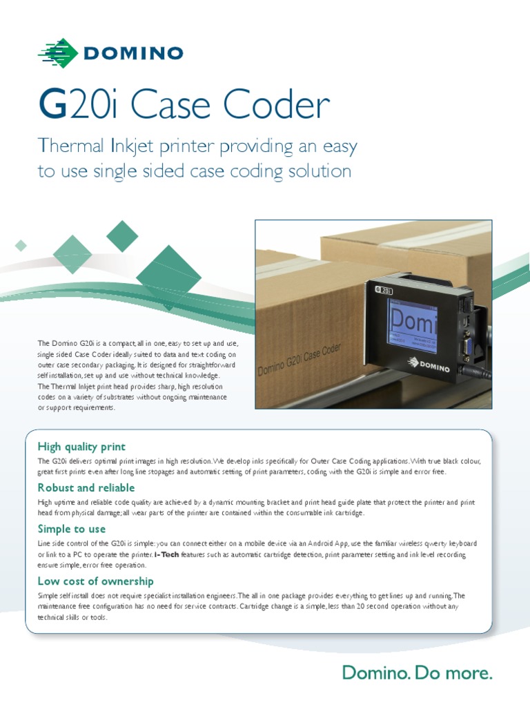 Domino G20i Occ Datasheet Uk 100616 Pdf Printer Computing
