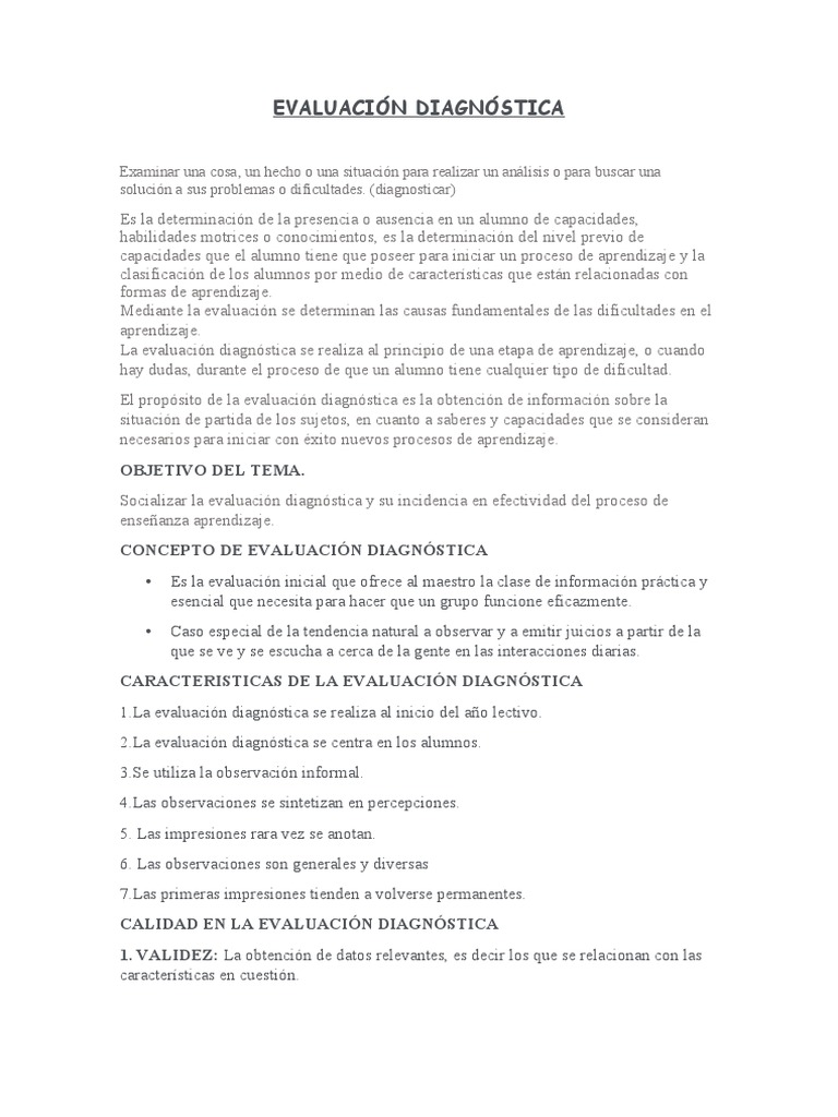 Evaluación Diagnóstica Pdf Evaluación Aprendizaje 9861