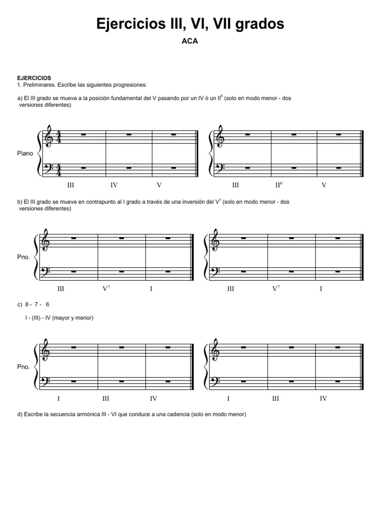 Ejercicios Armonía | PDF | Escala menor | Formas musicales