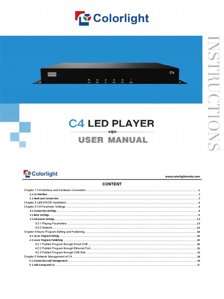 Colorlight C4 Cloud Server LED Player User Manual | PDF | Wi Fi ...