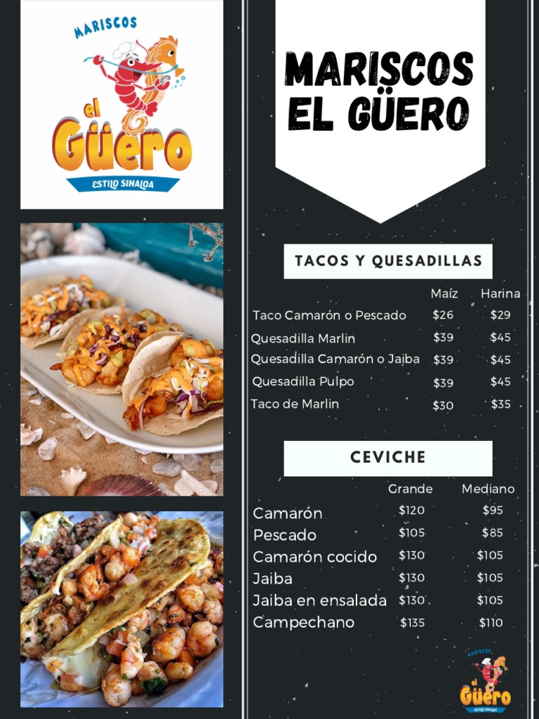 Menú de Mariscos El Güero | PDF | Mariscos | Cocina occidental