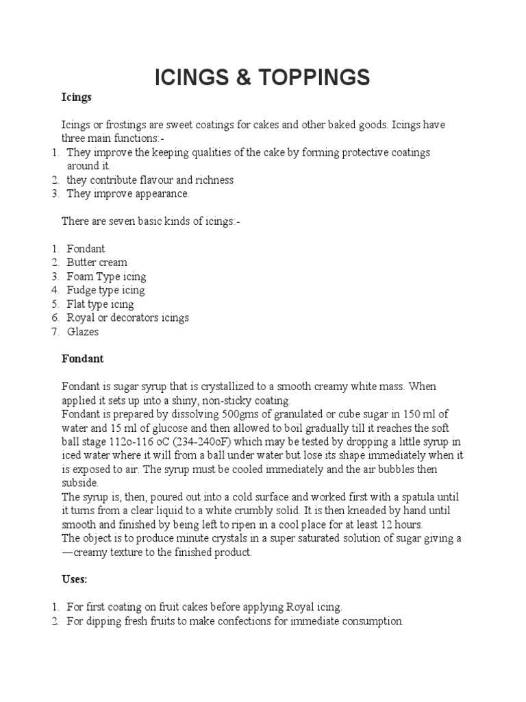 Icing and Topping | PDF | Cakes | Icing (Food)