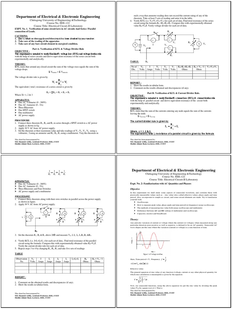 EEE - 122 - Exp1 (8 Files Merged) | PDF | Resonance | Electrical Impedance