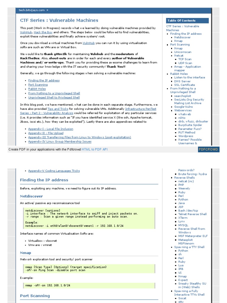 CTF Series - Vulnerable Machines | PDF | Port (Computer Networking) | Networking