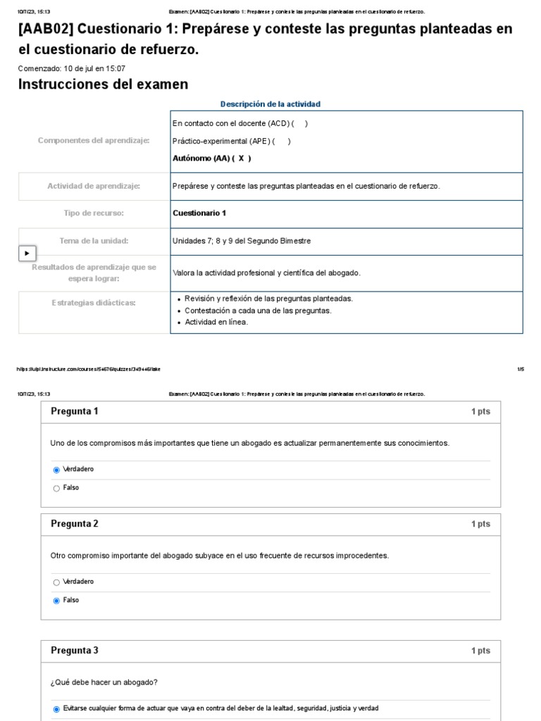 Examen - (AAB02) Cuestionario 1 - Prepárese y Conteste Las Preguntas ...
