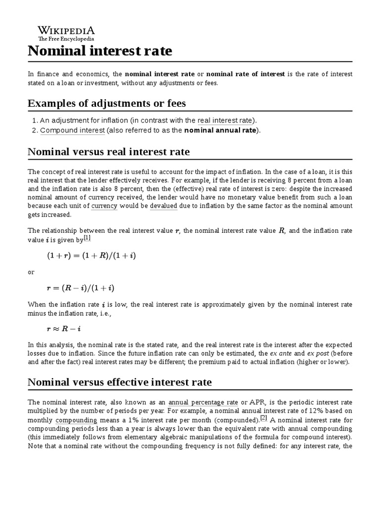 Nominal Interest Rate | PDF
