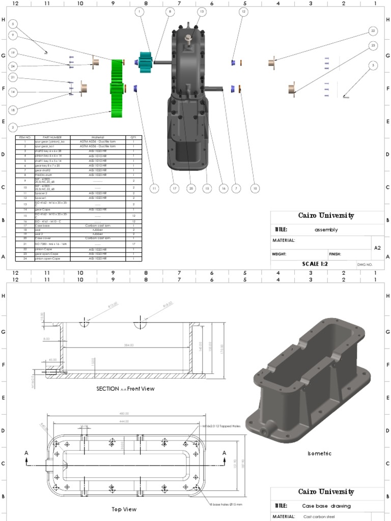 Gear Box Drawing | PDF | Physical Sciences | Metals