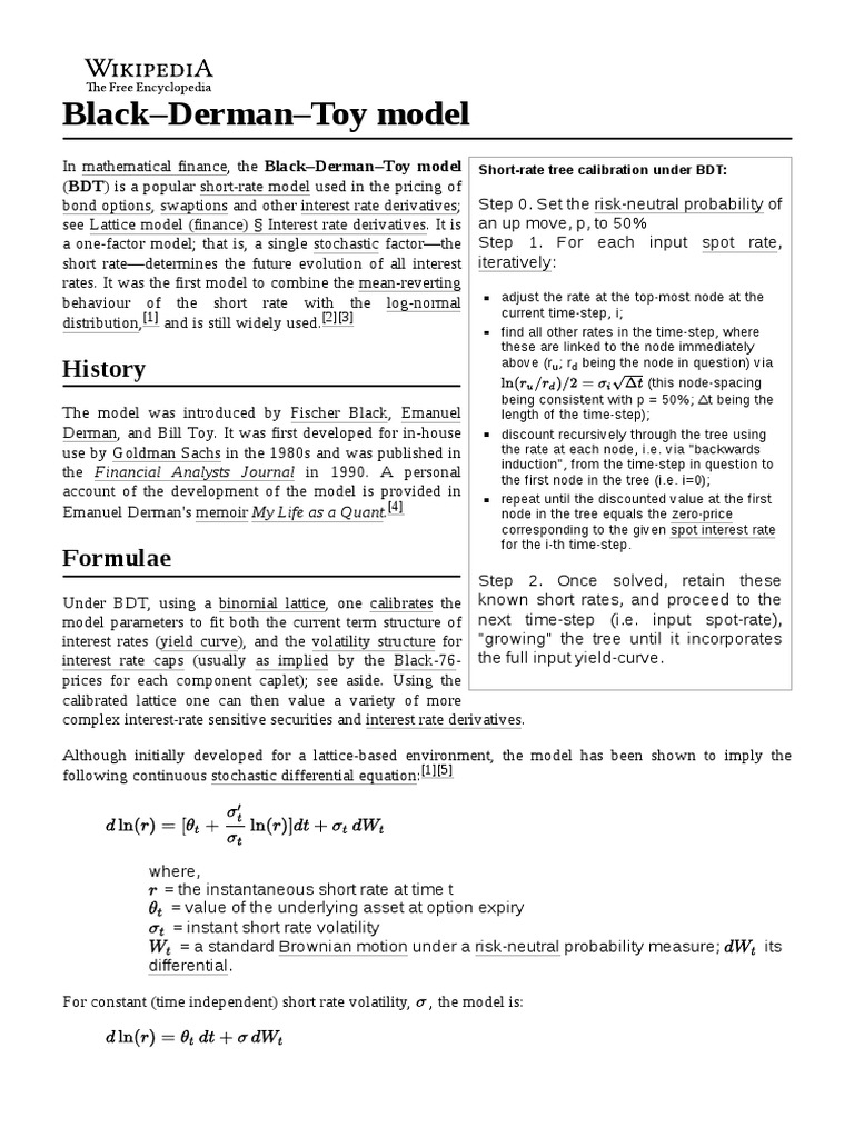 Black Derman Toy - Model | PDF | Mathematics | Mathematical Finance