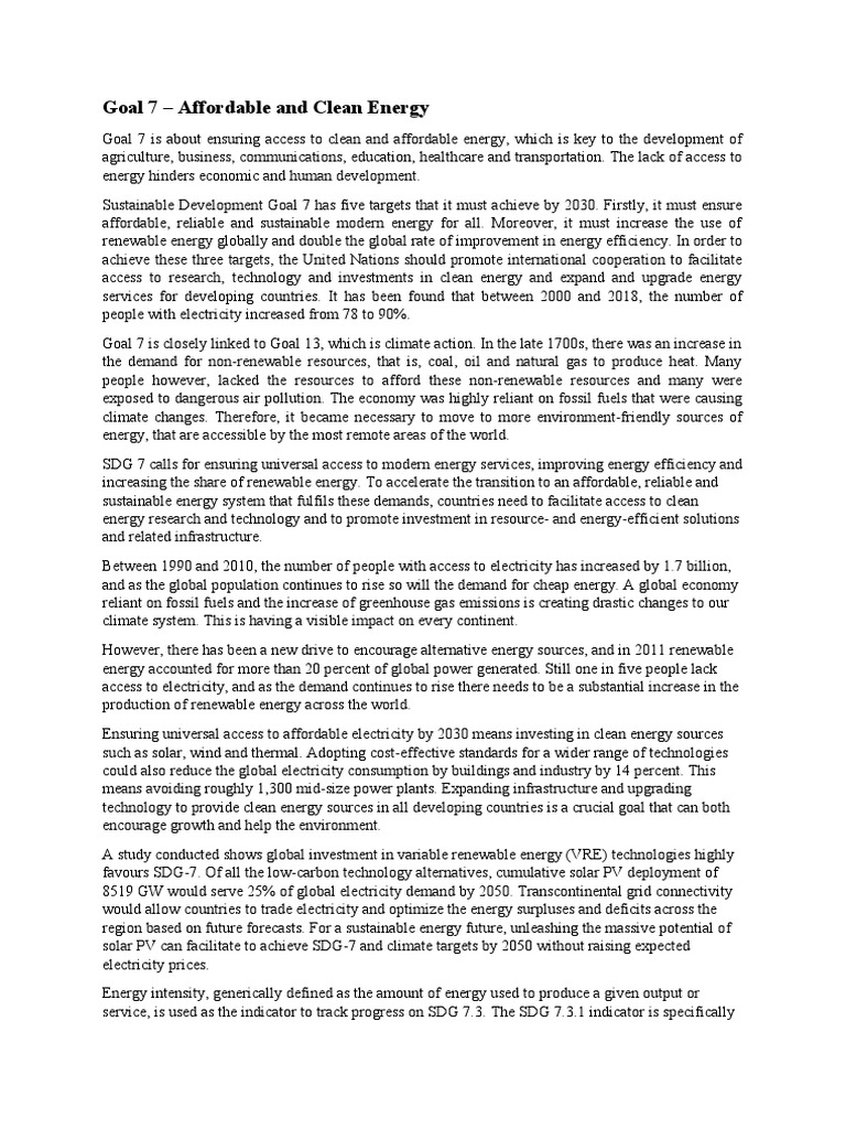 SDG 7 Final | PDF | Renewable Energy | Sustainable Energy