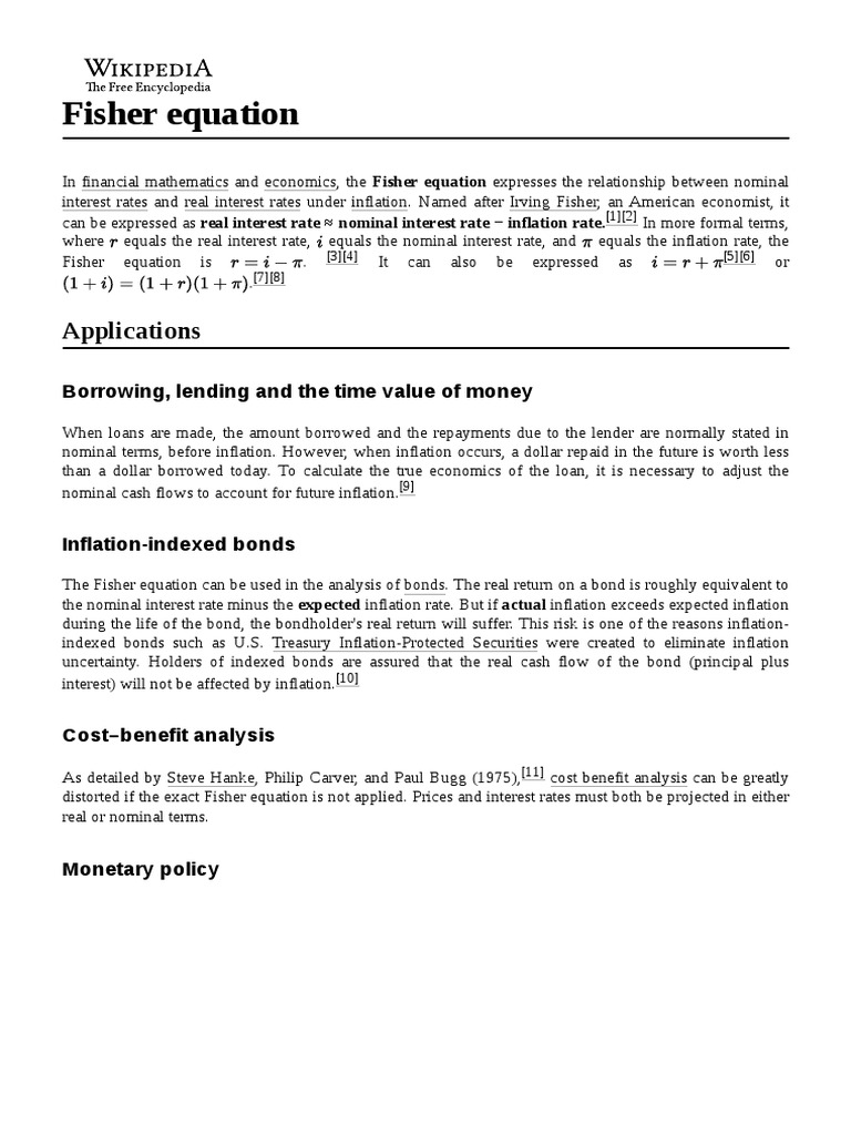 Fisher Equation | PDF | Real Interest Rate | Interest