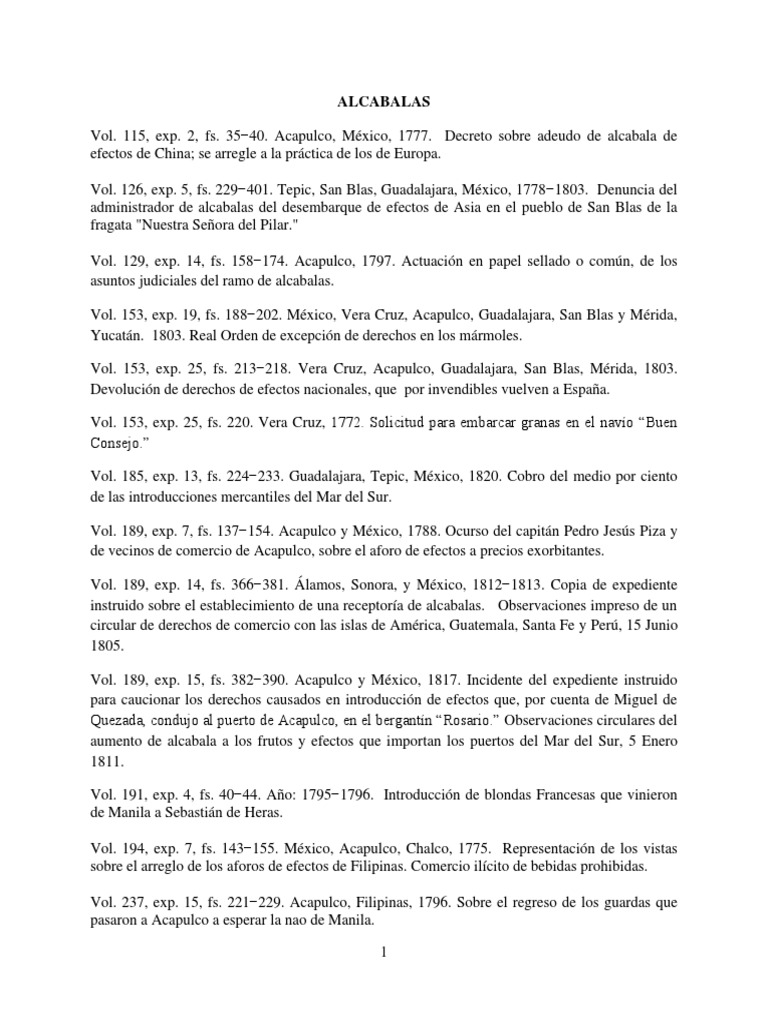 DRAFT SPANISH VERSION Sources On The Manila Galleon From The Archivo ...