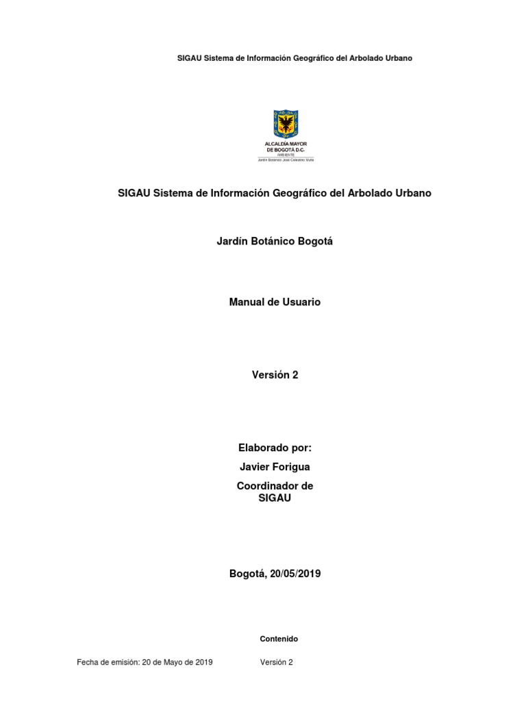 Manual Usuario Jardin Botanico Bogota v2 SIGAU | PDF | Sistema de ...