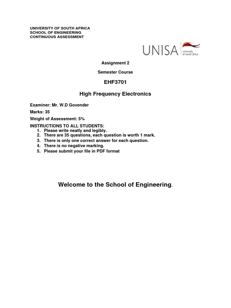 2021 EHF3701 Assignment 2 | PDF | Amplifier | Electronic Oscillator