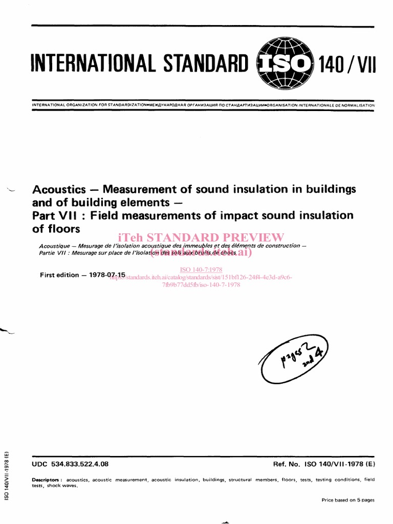 ISO 140-7: Impact Sound Insulation | PDF