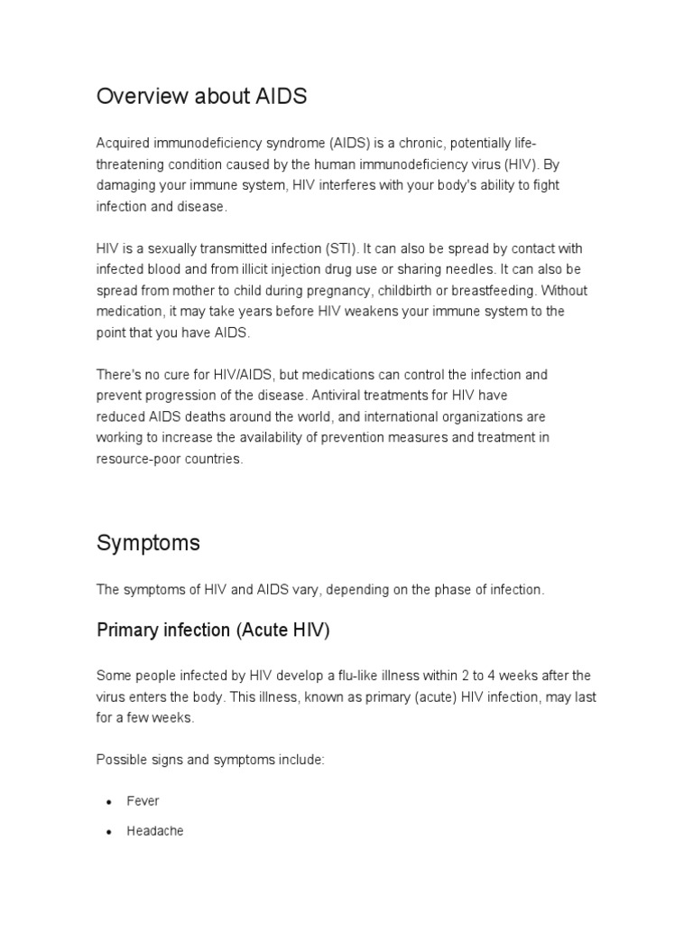 Overview About AIDS | PDF
