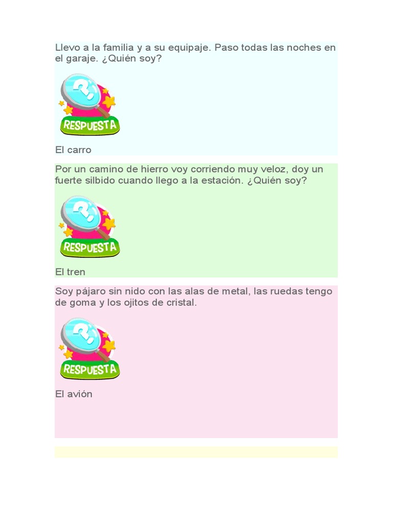 Adivinanza Medios de Transporte | PDF