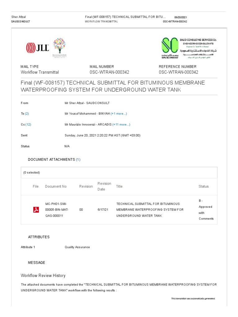 Aconex Approval For Bit Membrane | PDF | Computing | Information Science