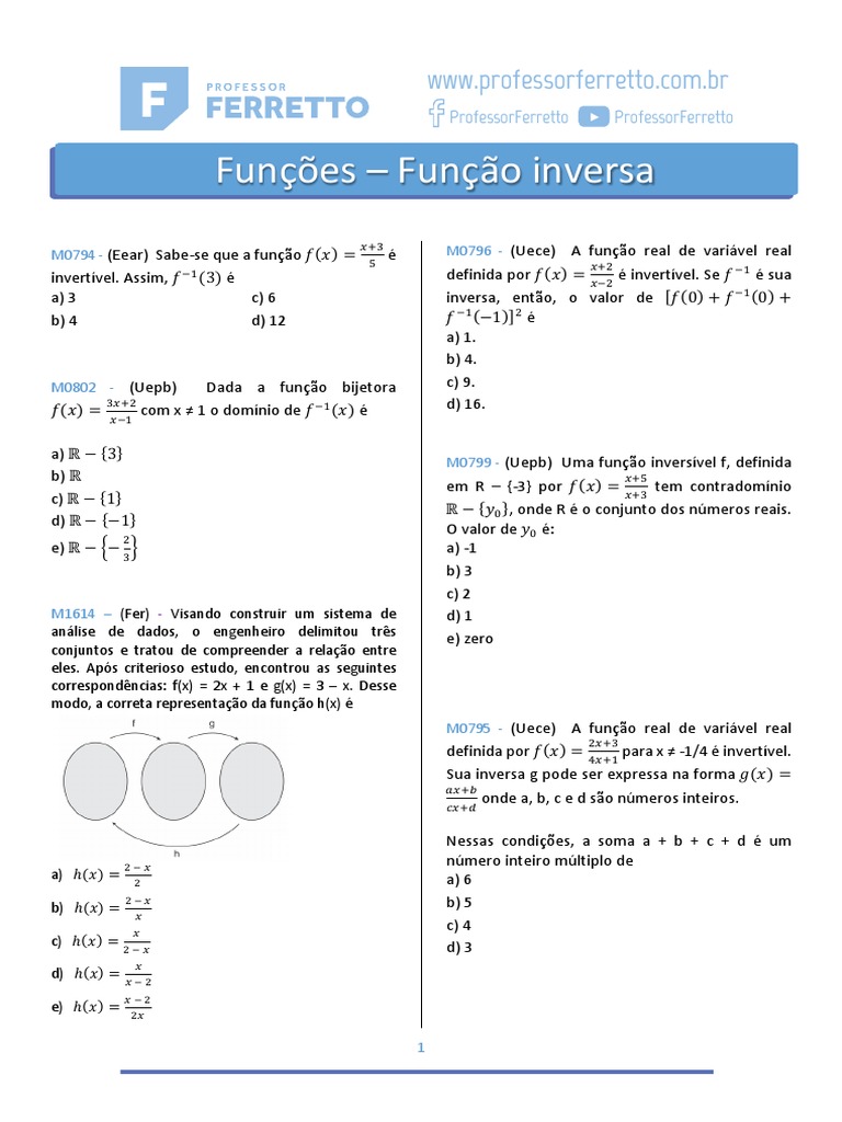 Funções-Função Inversa | PDF