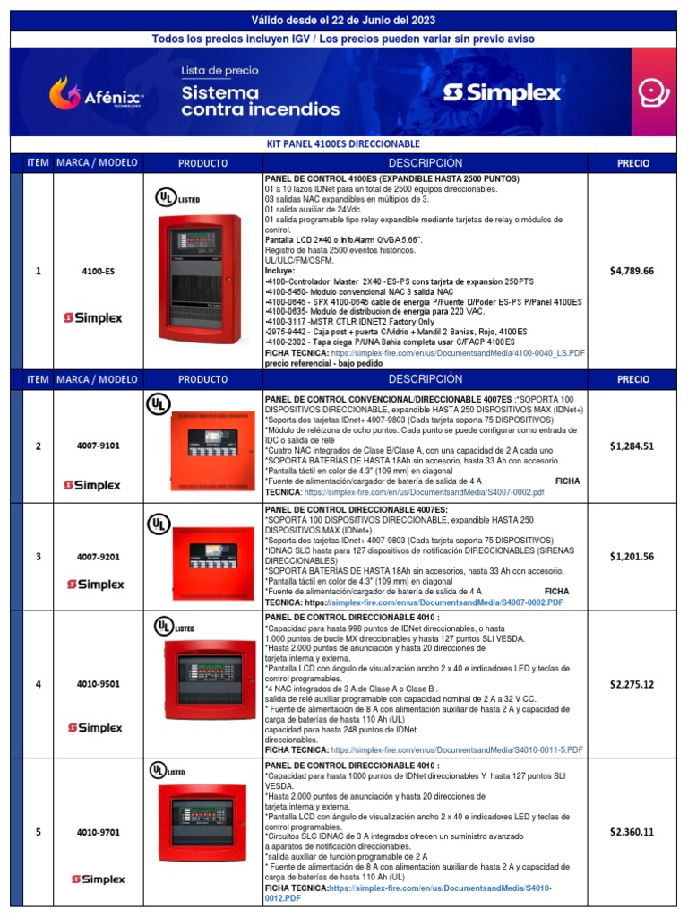 06 LP Contra Incendio Simplex Junio 22 | PDF