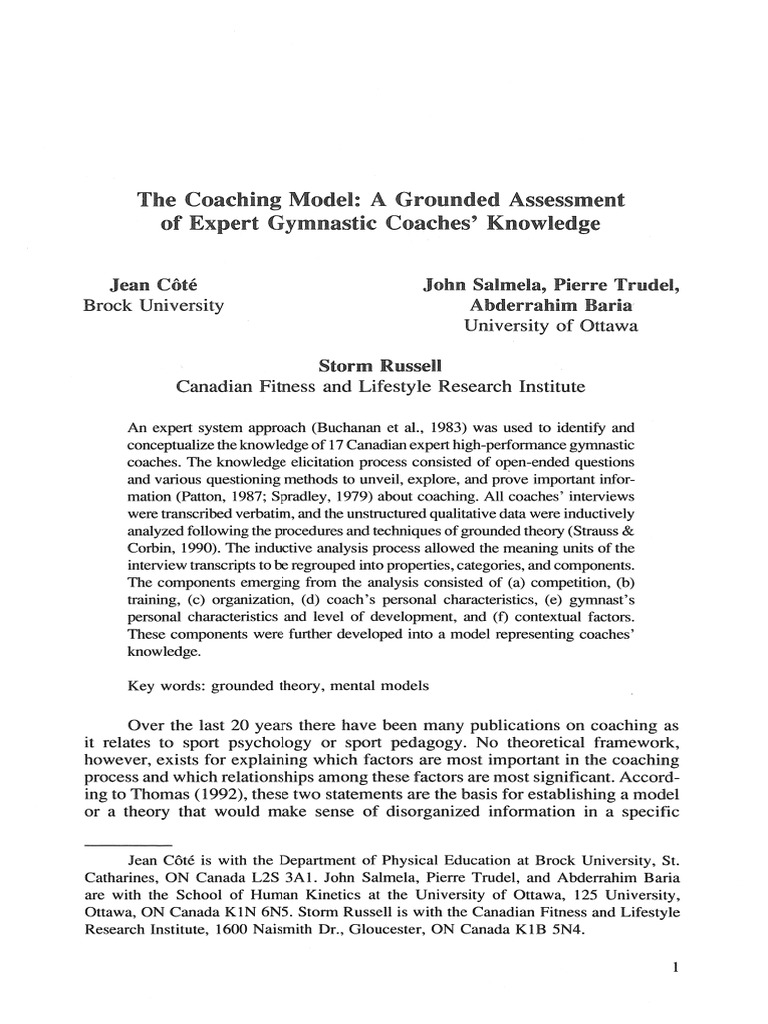 The Coaching Model A Grounded Assessment | PDF | Conceptual Model | Expert The Coaching Model A Grounded Assessment | PDF | Conceptual Model | Expert