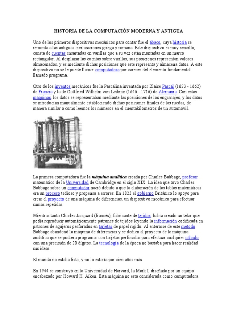 Historia de La Computación Moderna y Antigua | PDF | Informática ...
