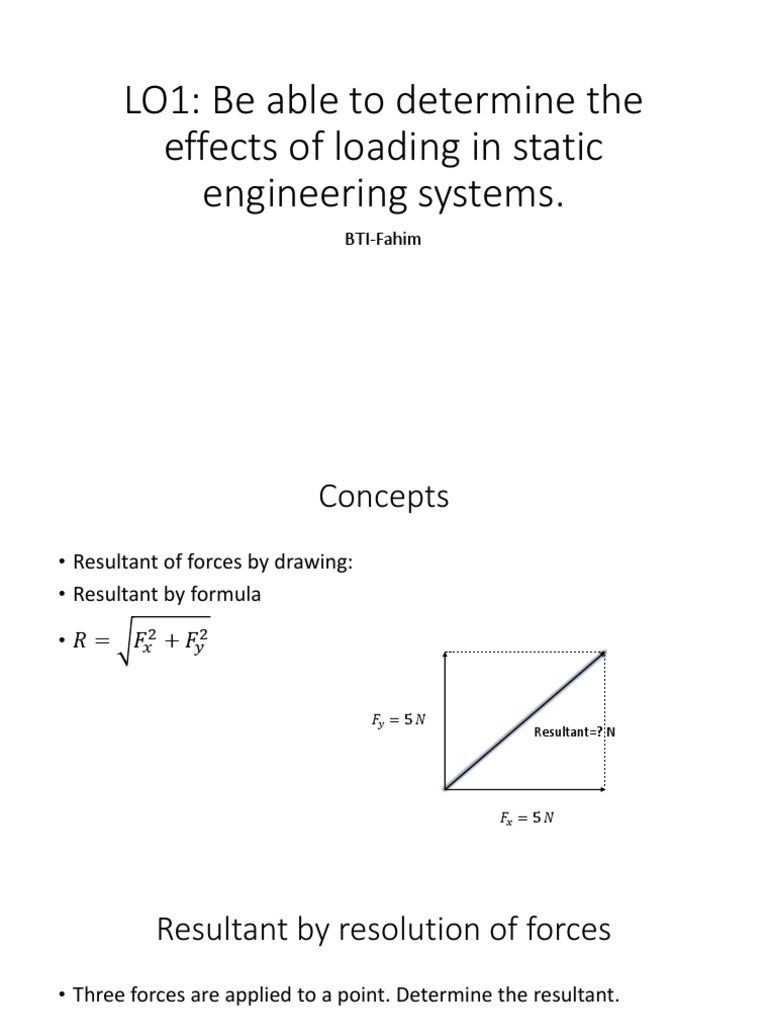 LO1: Be Able To Determine The Effects of Loading in Static Engineering ...