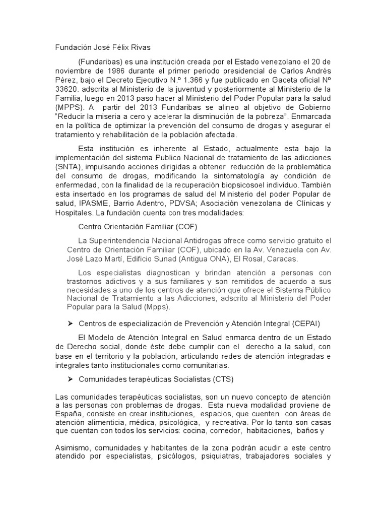 Fundación José Félix Rivas y su Impacto Social | PDF | Trabajo Social ...