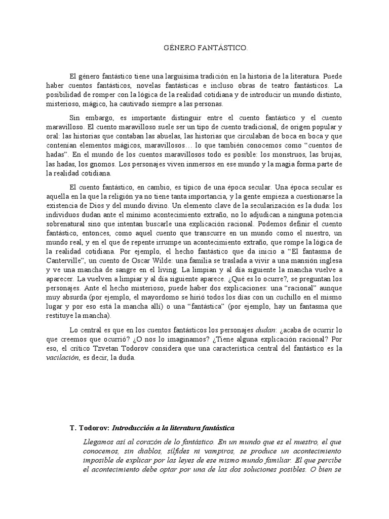 Género Fantástico | PDF | Fantasía | Literatura de fantasía