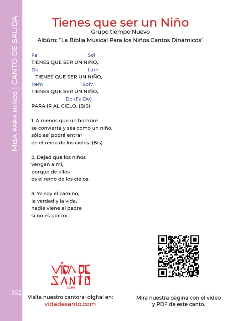 Tienes Que Ser Un Nino Letra | PDF