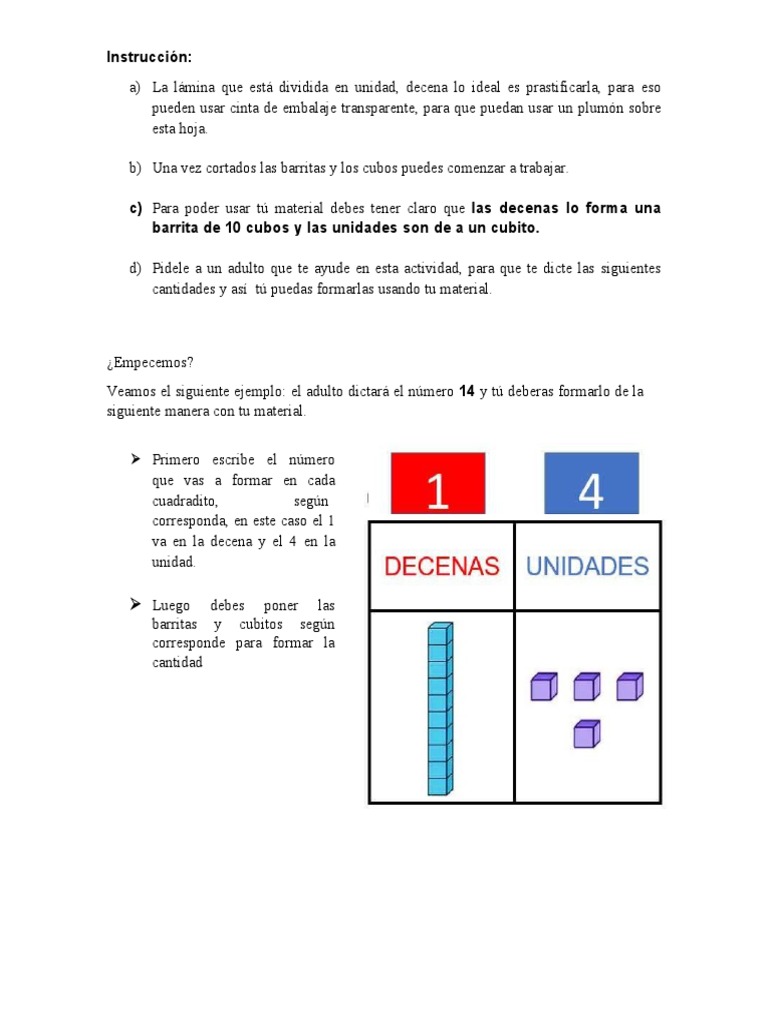 Actividada Unidad y Decena | PDF