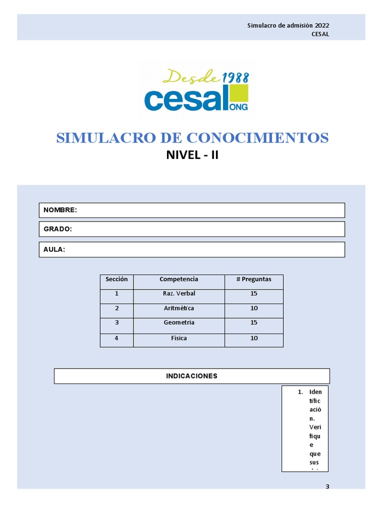 Simulacro Nivel II | PDF