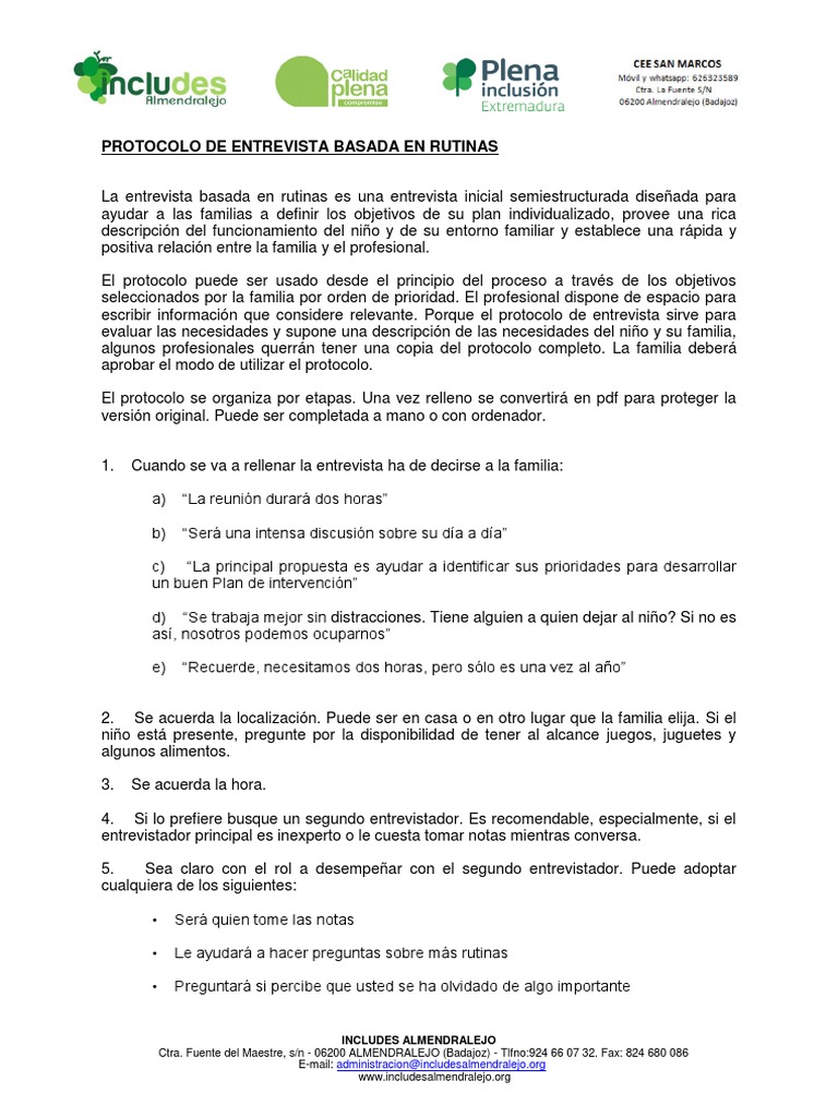 Anexo 3. Entrevista Basada en Rutinas EBR | PDF