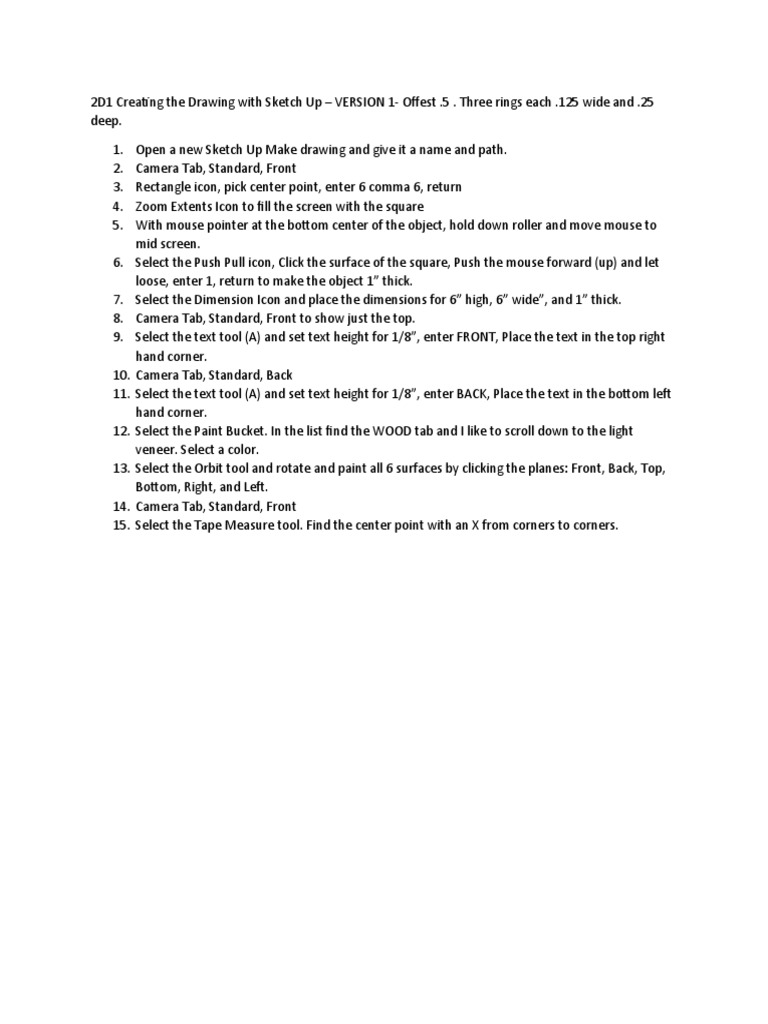 2d1 Creating The Drawing With Sketchup Step by Step | PDF | Drawing ...