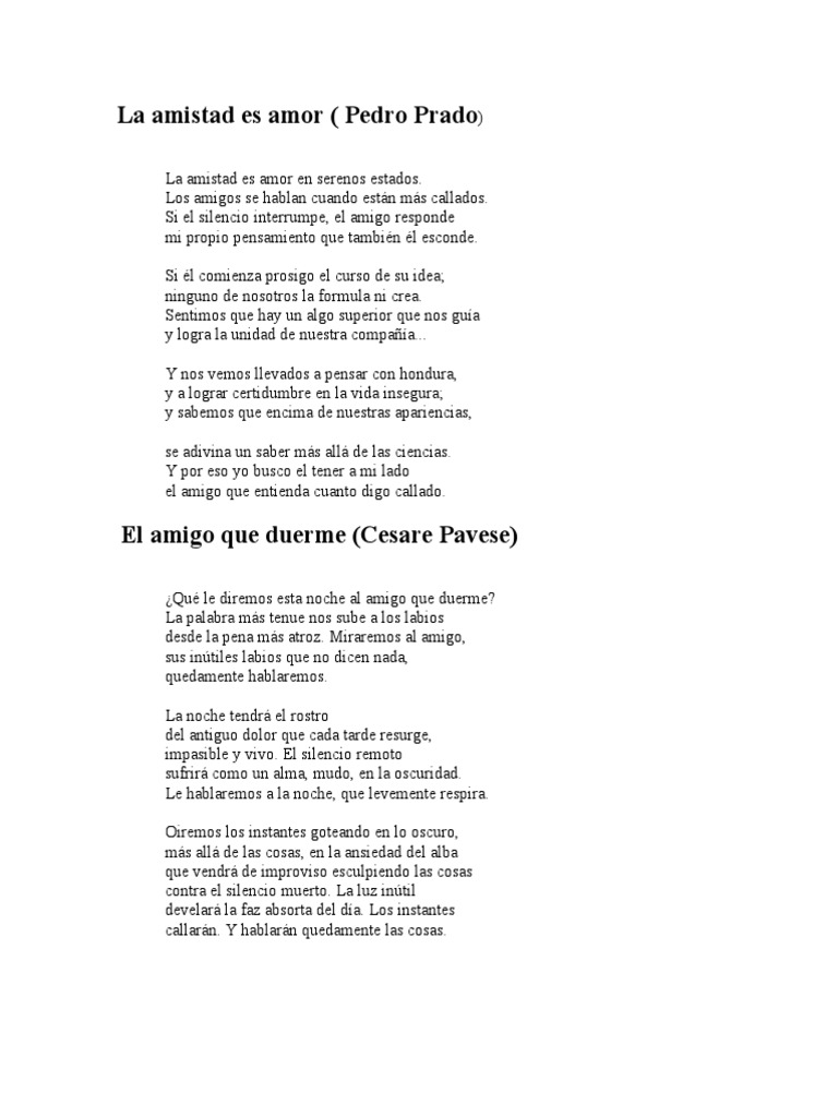 La Amistad Es Amor | PDF | Poesía