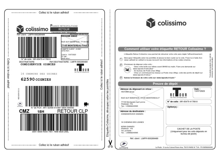 Étiquette Retour Colissimo : Guide Pratique | PDF