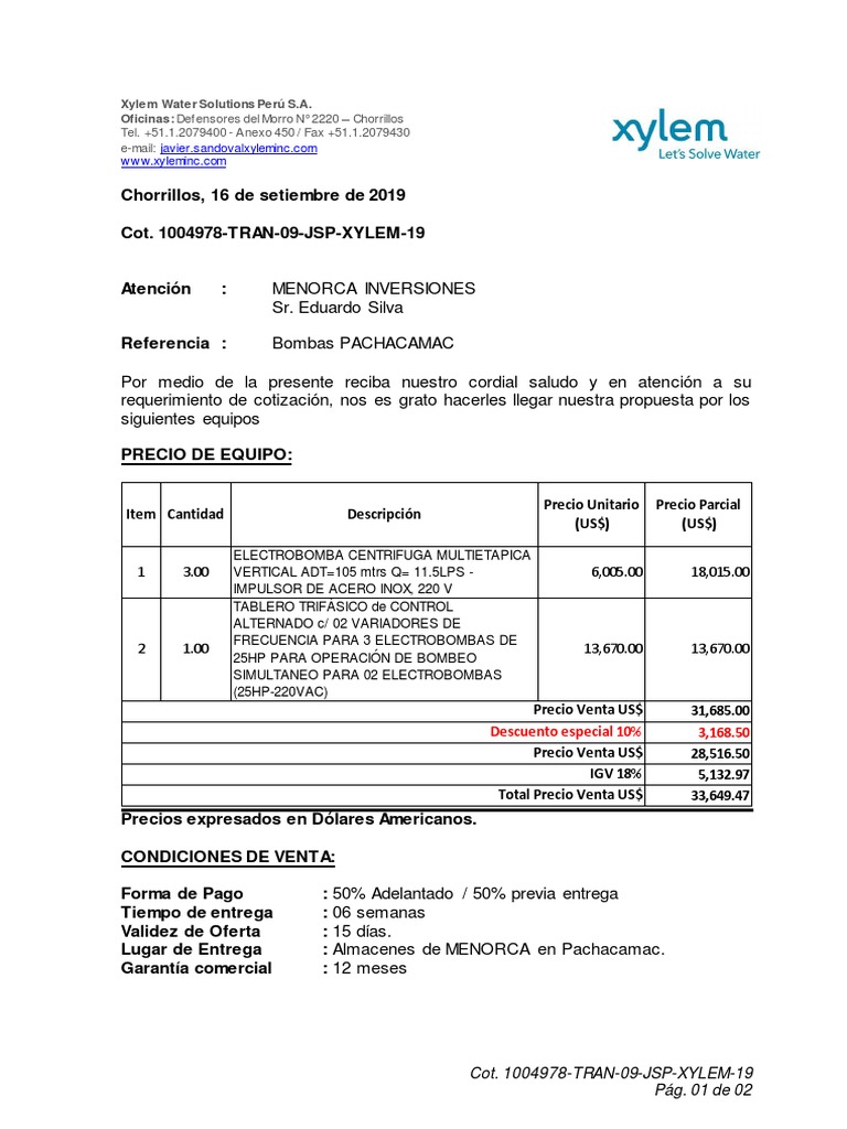 Cot. 1004978-TRANS-09-JSP-LOWARA-MENORCA | PDF
