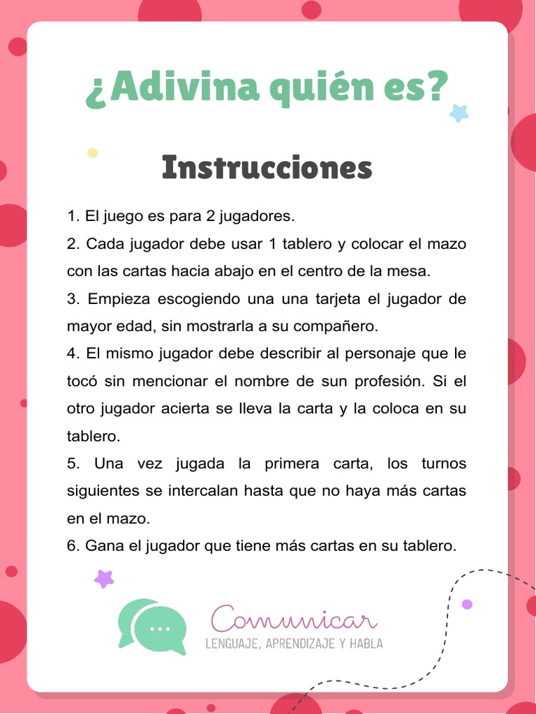Adivina Quién Profesiones y Personas | PDF