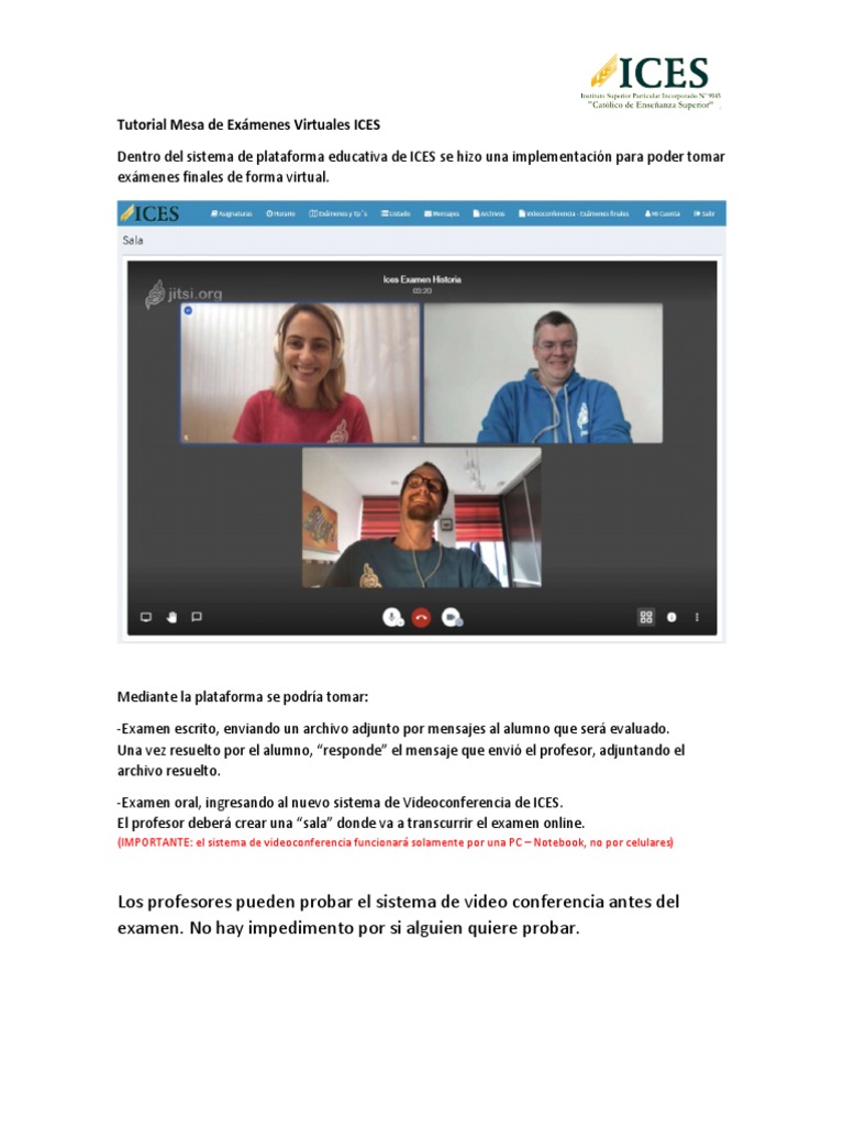 Tutorial ExamenVirtual ICES | PDF | Videotelefonía | Informática