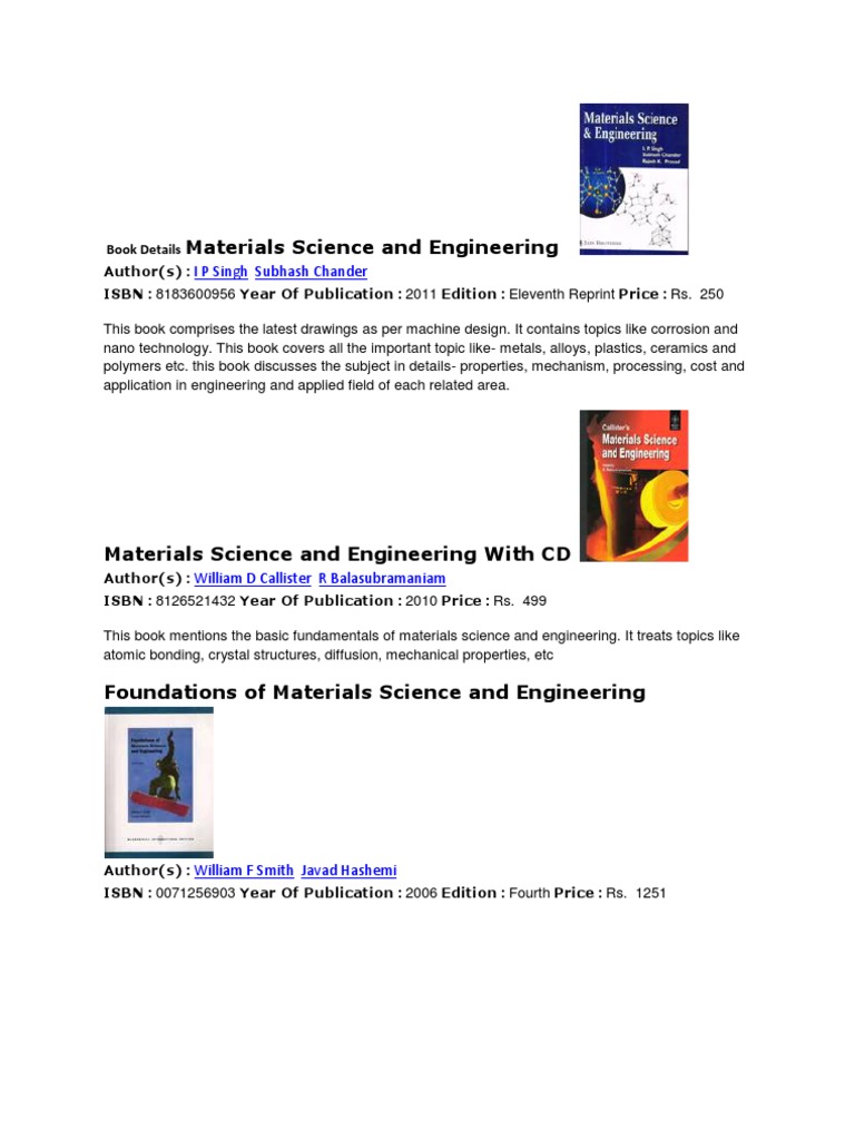 Materials Science and Engineering Books | PDF | Materials Science ...