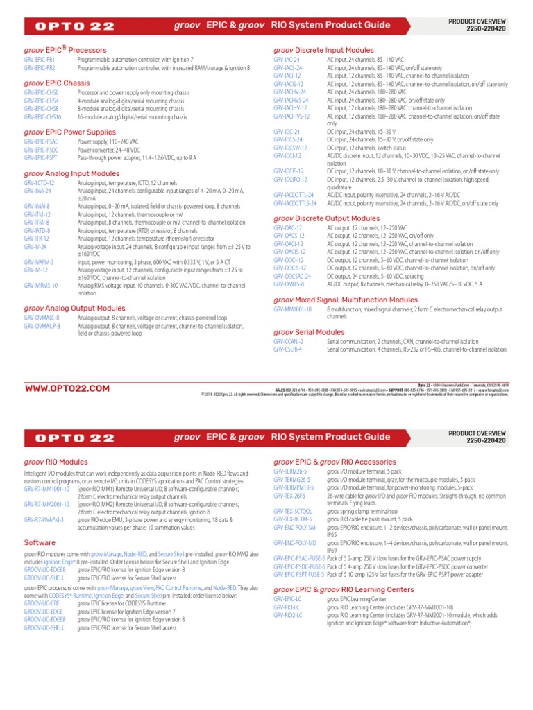 2250 Groov System Product Guide | PDF | Programmable Logic Controller | Power Supply
