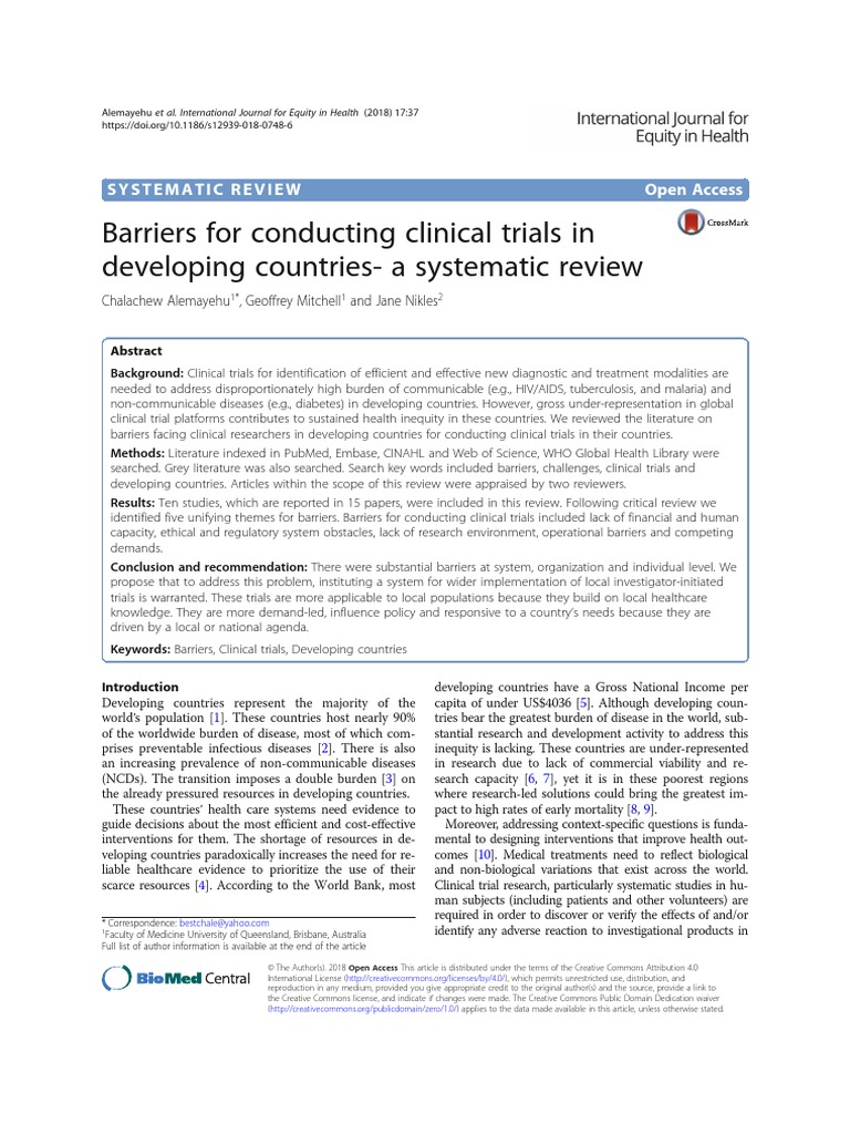 Barriers For Conducting Clinical Trials in Developing Countries - A ...