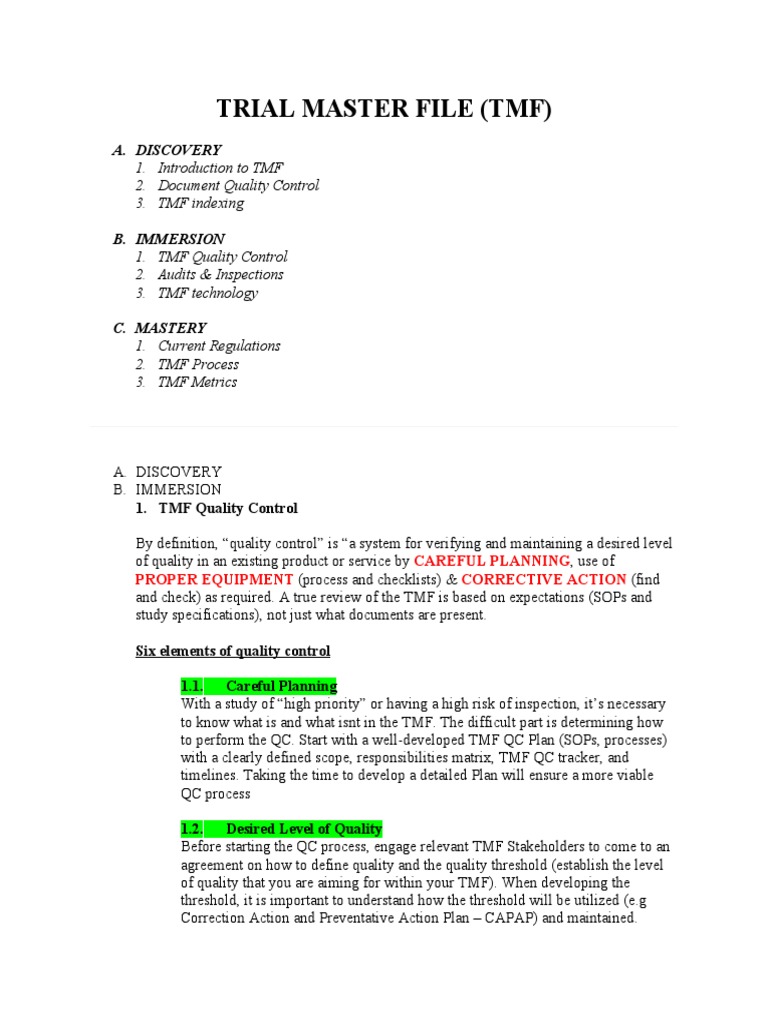 Trial Master File (TMF) | PDF | Business
