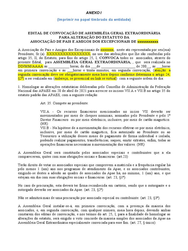 Modelo Edital de Convocacao | PDF