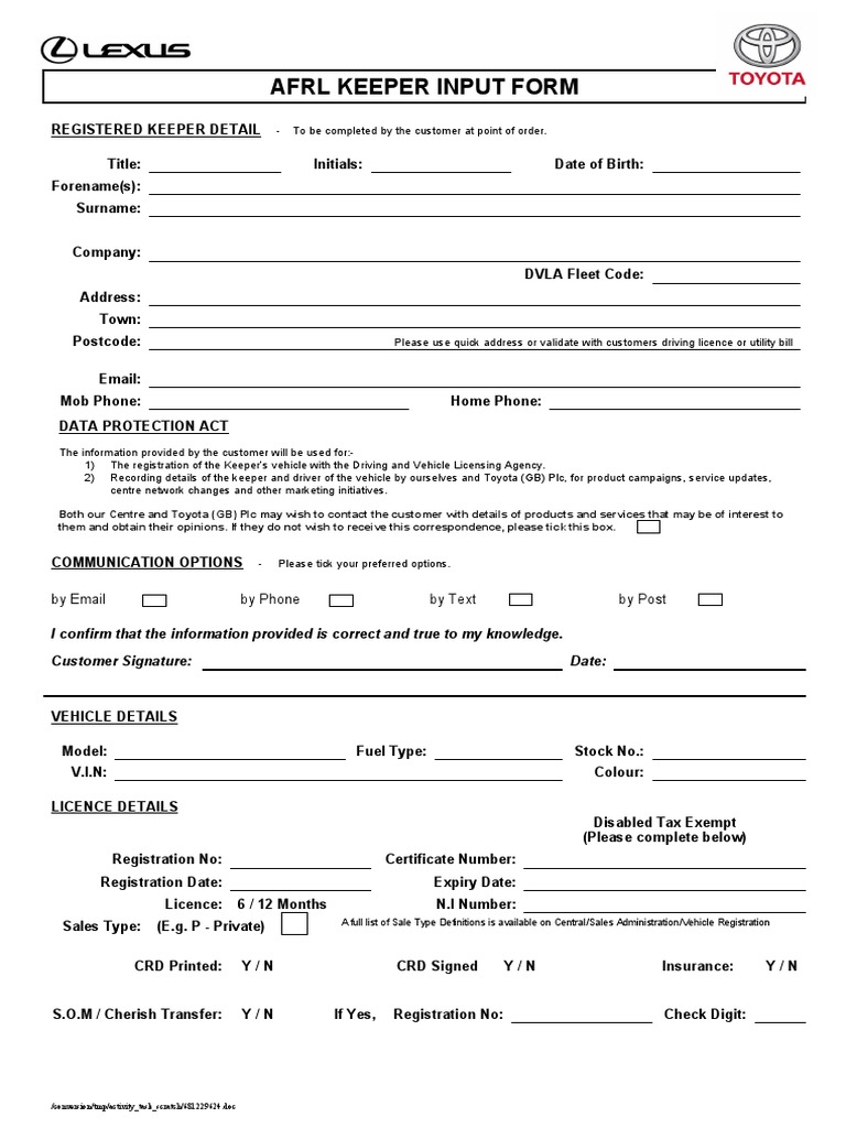 Afrl Form | PDF | License | Transport