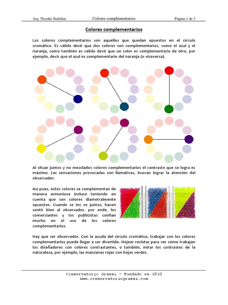 Colores Complementarios | Descargar gratis PDF | Color | Azul