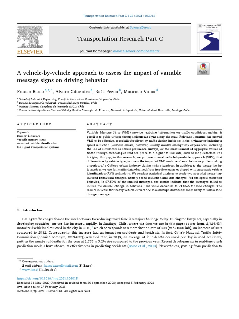 A Vehicle-By-Vehicle Approach To Assess The Impact of Variable | PDF
